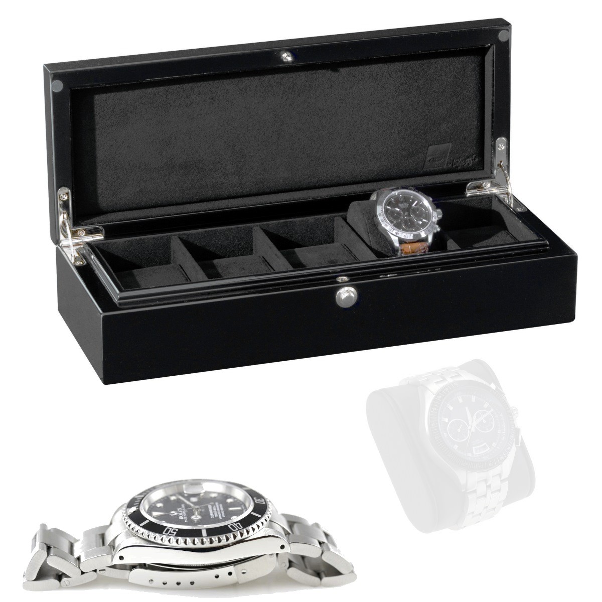 Uhrenbox Beco Technic Castle 5 schwarz matt zum Lagern von 5 großen ...