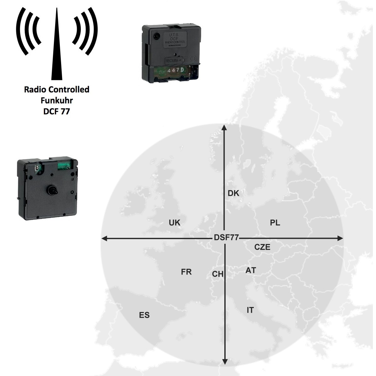 UTS 700 DCF PREMIUM 17 Funkuhrwerk komplett Set - Das Funkuhr Set zum ...