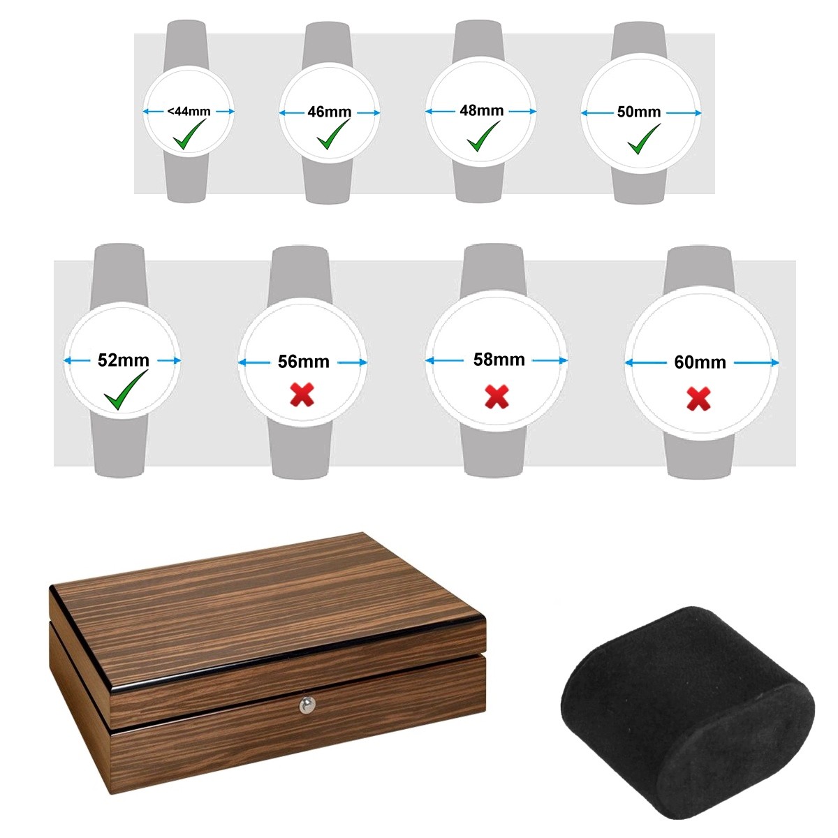 Hochwertige Uhrenbox für 10 große Uhren von Beco, Makassar Echtholz ...