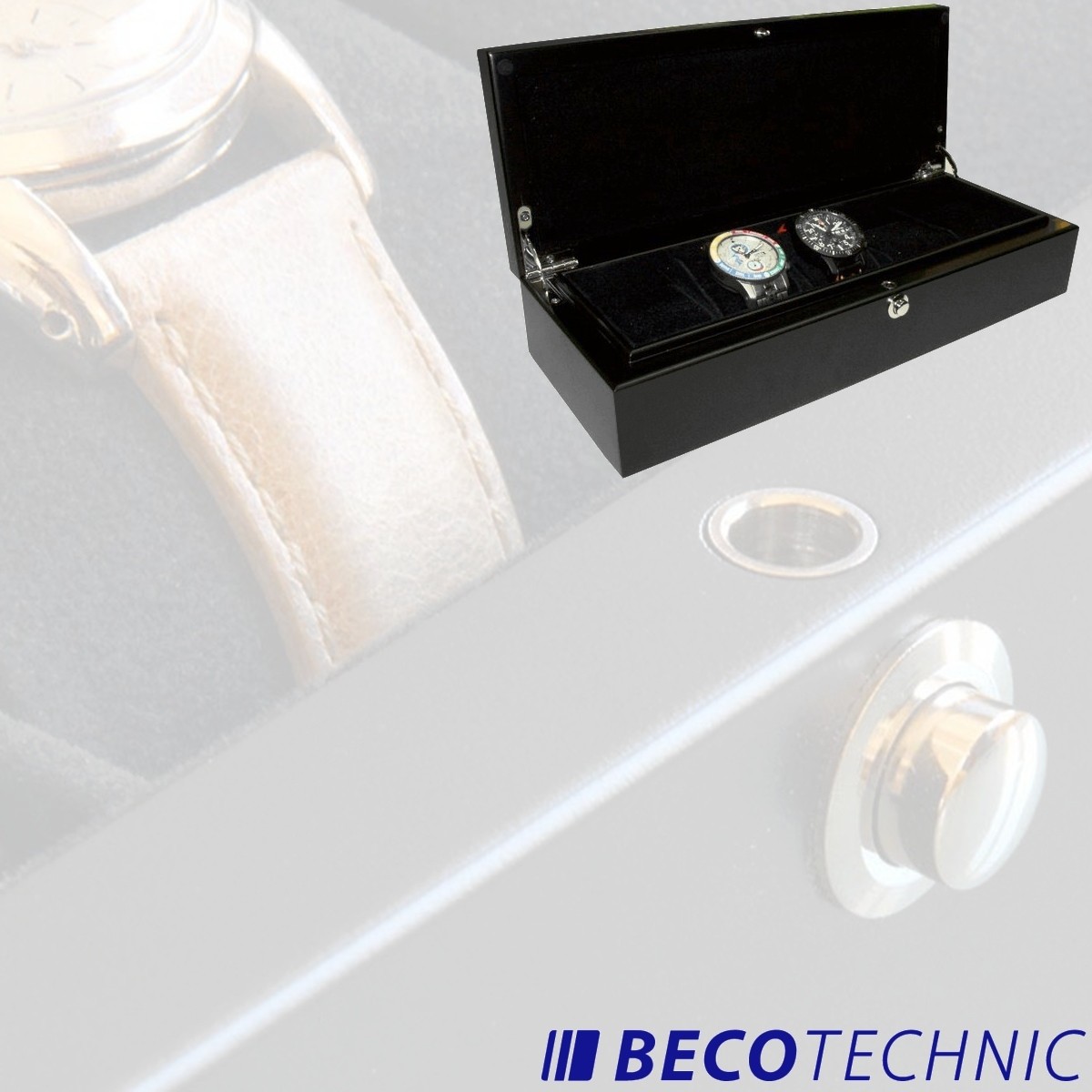 Uhrenbox Beco Technic Castle 5 schwarz matt zum Lagern von 5 großen ...